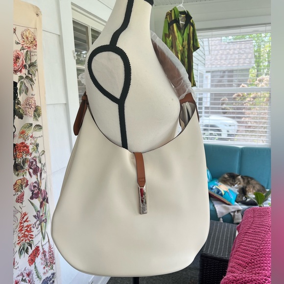 loulu | Bags | Loulu Satchelhobo Bag Creme And Tan Faux Leather ...